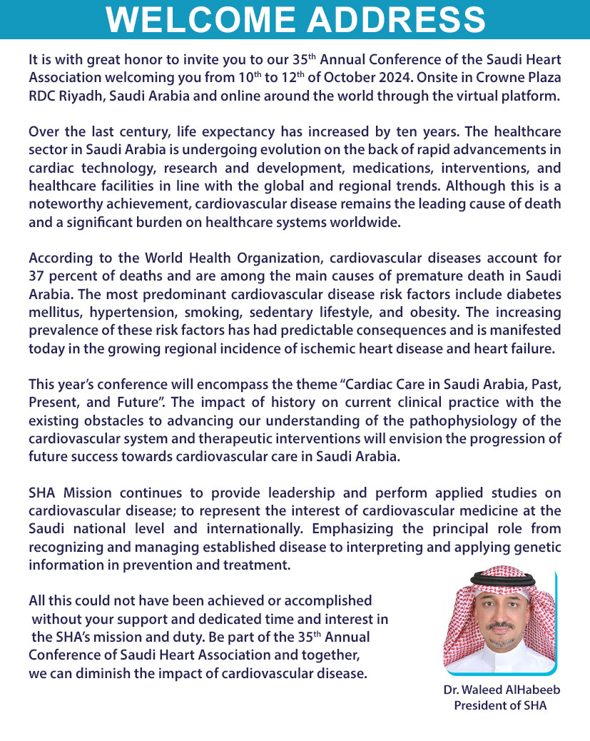 SHA2024 | 35th Annual Conference of the Saudi Heart Association | Saudi ...